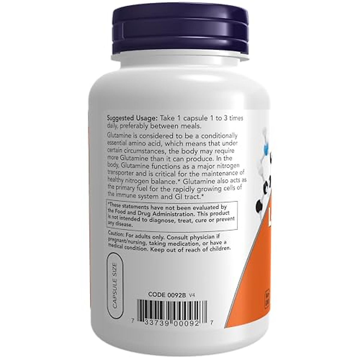 NOW Supplements, L-Glutamine 500 mg, Nitrogen Transporter*, Amino Acid, 120 Veg Capsules