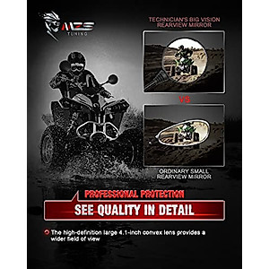 MZS Motorcycle Mirrors, Foldable Adjustment Rear View Mirror 8mm 10mm Universal Handlebar Mount Round Compatible with Motorbike Adventure Dirt Street Bike ATV Quad Snowmobile Scooter Coolster Moped