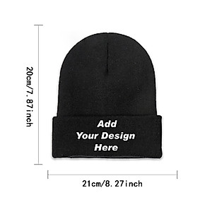 Custom Beanie Hat Personalized Text & Photo & Logo Knit Cuffed Beanie for Men Women