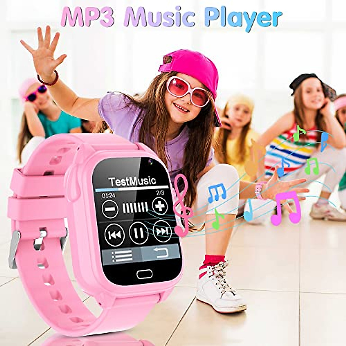 SYEEKOM Smart Watch for Kids - Kids Smart Watch Boys with 26 Games, Camera, Video Music Player Calculator Pedometer, Educational Learning Toys Toddles Game Watch 3-12 (Pink)