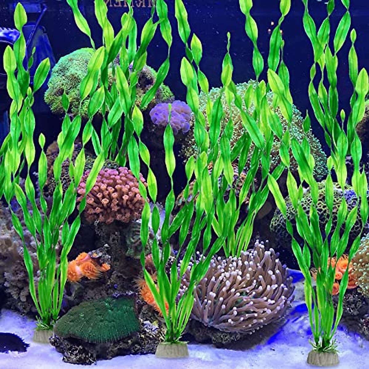 Giegxin 30 Pieces Artificial Seaweed Plants Aquarium Plants Plastic Seaweed Decor Plastic Fish Tank Plant Decorations Fake Seaweed Decoration for Household and Office Aquarium (Green)