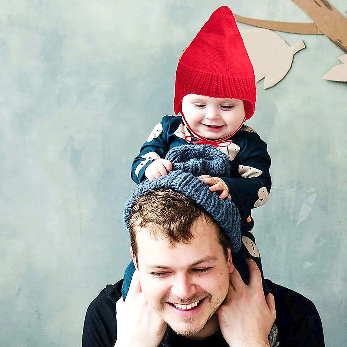 Children-Hat Knitted Beanie Fashion - Girls Boys Knitted Beanie Sharp Pointed Warm Cap (Red)