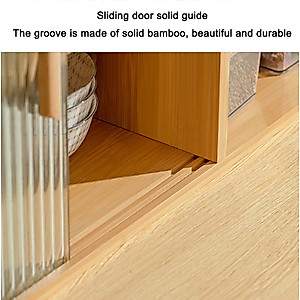 PHSP Wall Cabinet Solid Wood Storage Kitchen Condiment Dish Mounted Dining Table, Sofa Side Glass Sliding Door, 80*28*40cm