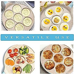 DAYOOH Mini Pancake Griddle, Nonstick Pancakes Pan for Kids Induction Cooktops Pancake Griddle Maker with Animal Molds, Suitable for All Stovetops, Blue