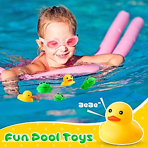 12 Pcs Mini Rubber Ducks and 12 Pcs Rubber Frogs Squeak and Float Mini Ducks Rubber Bath Toys Green Frog Bath Toy Yellow Duck Floating Rubber Ducky Bathtub Toys for Boys Girls Shower Toys, 2 x 2 Inch