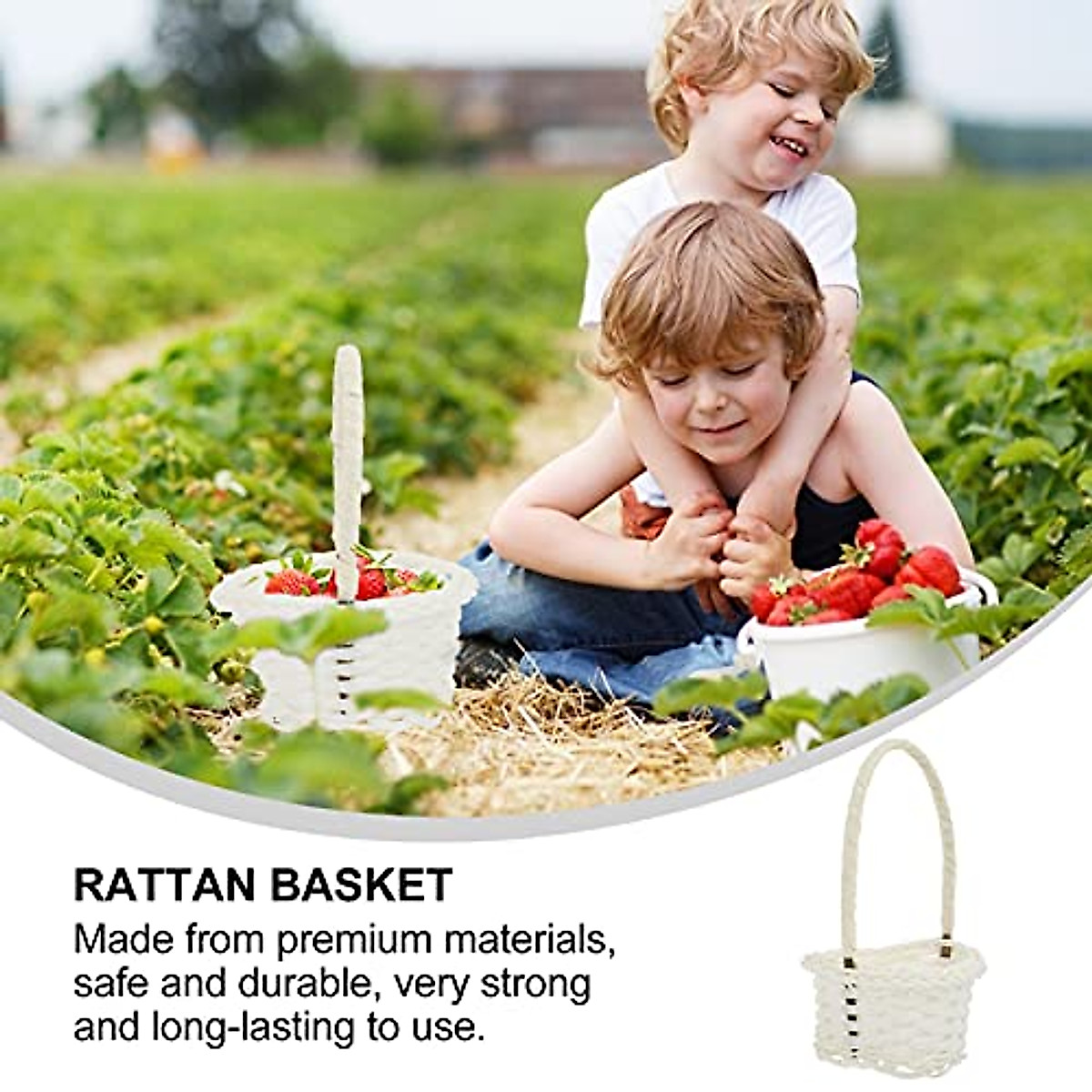 DOITOOL Flowers 6pcs Rattan Woven Flower Basket Gift Basket Picnic Basket Wedding Flower Girl Basket Candy Fruit Sundries Storage Basket for Wedding Picnic Party Baskets