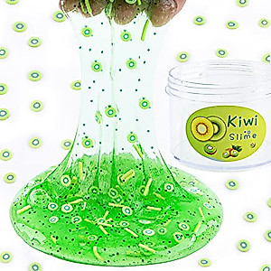 Crystal Slime, Green Kiwi Fruit Clear Jelly Cube Glimmer Crunchy Slime for Kids, Idea Stress Relief Toy, Kids Party Favor, Birthday Easter Christmas New Year Gift for Girls and Boys Age 6 7 8 9 10+