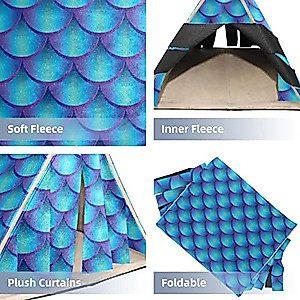 Mermaid Scale Blue Purple, Hamster House Habitat Bed for Small Animal Hamster Gerbils Chipmunks Squirrels Hedgehogs Guinea Pigs Habitat Decor