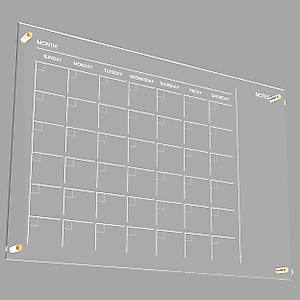 WRITEBOARD Acrylic Calendar for Wall | Large Clear 24"x16" Dry Erase Calendar for Wall Mounting | Clear Reusable Home Office Large Monthly Calendar (White)