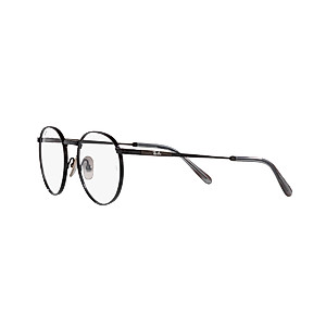 Ray-Ban RX8237V Round Titanium Prescription Eyewear Frames, Black/Demo Lens, 50 mm