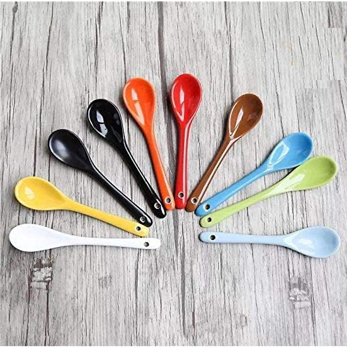 AKOAK 5 "Ceramic Egg Spoon, Ceramic Soup Spoons Porcelain Spoons for Coffee, Tea, Yogurt, Ice Cream, Appetizer and Dessert Spoons, Set of 8 Pcs