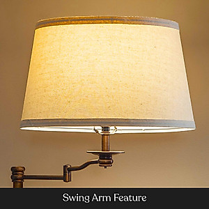 Brightech Caden LED Floor lamp, Great Living Room Décor, Tall Lamp with Swing Arm, Classic Lamp for Living Rooms & Offices, Industrial Standing Lamp for Bedroom Reading - Bronze