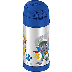 THERMOS FUNTAINER 12 Ounce Stainless Steel Vacuum Insulated Kids Straw Bottle, Paw Patrol
