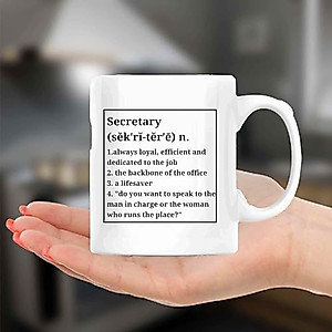 - Administrator's Gift, Ideal For Receptionist's Birthday - Definition Of Secretary, Humor Quote On 11oz Coffee Mug 11oz 15oz White Coffee Mug