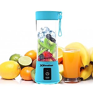 Blendest Portable Blender, USB Travel Juice Cup Personal Travel Blender Baby Food Mixing Machine with Updated 6 Blades with Powerful Motor Speed 18,000 rpm Rechargeable Battery,13.5 OZ (400ml) (Blue)