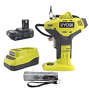 Ryobi P737D 18-Volt One+ Tire Inflator Bundle with Battery, Charger and Buho Flashlight