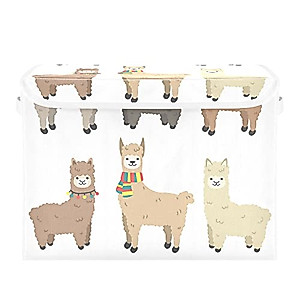 innewgogo Llamas Storage Bins with Lids for Organizing Collapsible Storage Boxes with Handles Oxford Cloth Storage Cube Box for Toys