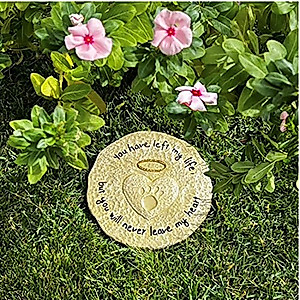 Lily's Home Pet Memorial Stone Engraved “You Have Left My Life, But You Will Never Leave My Heart” Outdoor Garden Grave Marker Stepping Stone or Wall Display in Memory of Loved Dog or Cat, Polyresin