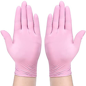 SwiftGrip Pink Nitrile Gloves, 3-mil, Pink Industrial Gloves Disposable Latex Free, Gloves for Cleaning & Esthetician, Pink Rubber Gloves, Pink Cleaning Gloves, Powder-Free, 50-ct Box (Medium)