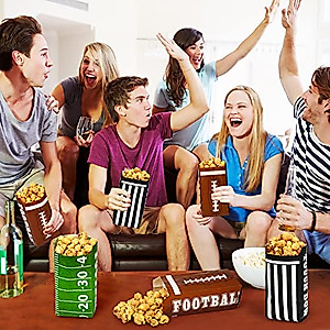120 PCS Football Popcorn Bags Football Candy Treat Bags Football Party Popcorn Boxes Football Popcorn Holder Football Paper Favor Bags for Football Theme Birthday Party Baby Shower Supplies