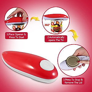 FlyBanboo Electric Can Opener, Can Opener Smooth Edge,Stainless Steel a Simple Push Automatic Electric Can,Best Kitchen Gadget for Arthritis