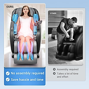 Mazzup Full Body Zero Gravity Shiatsu Massage Chair with Fully Assembled, LCD Screen, Shortcut Keys, USB Charging Port, Heat, for Loved Ones, Parents, Black