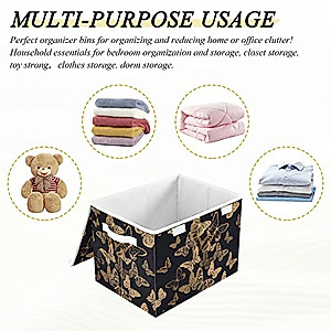 innewgogo Butterflies Storage Bins with Lids for Organizing Cube Cubby with Handles Oxford Cloth Storage Cube Box for Study Room