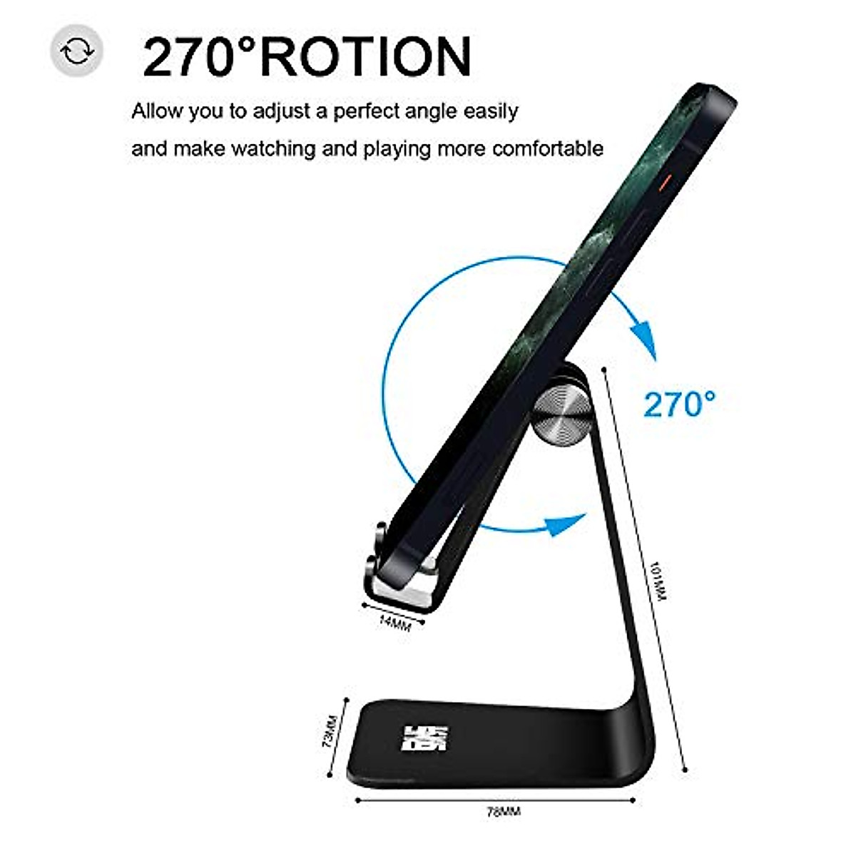 Adjustable Cell Phone Stand, LLSME Phone Holder, Cradle, Dock, Aluminum Desktop Stand Compatible with All Mobile Phone, iPhone, iPad Air/Mini