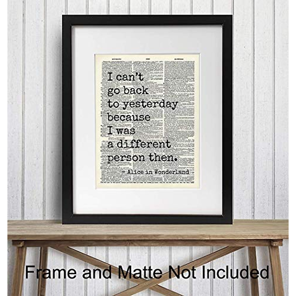 Alice Wonderland Quote - 8x10 Home decoration Photo Picture - Unique Wall Art, Room Decor for Bedroom, Living room, Office - Upcycled Dictionary Art or Gift for Women, Fan - UNFRAMED