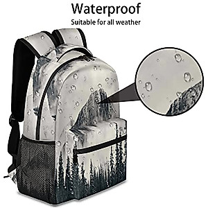 Foggy Mountain Forest Tree School Backpack for Girls Boys, Travel Backpack Lightweight Bookbag College Student School Bag Laptop Backpack Hiking Camping Daypack Bag 16 Inch