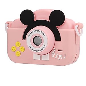 070 Camera Kids Mini Portable Camera Kids Mini Digital Camera 2 Inch Screen 2MP High Definition Cartoon Camera Video Recorder Toy Gifts(Pink)