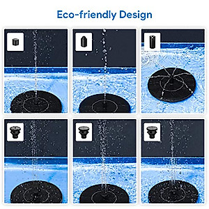 GOLDFLOWER Solar Fountain, Floating Solar Powered Water Fountain Pump for Bird Bath, Garden, Pond, Pool, Outdoor (1W)