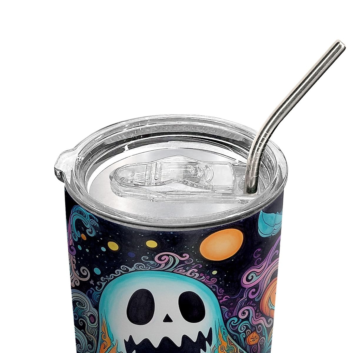 ORCAE 20oz Halloween Pumpkin Ghost Tumbler, Boo Boo Ghost, Trick or Treat, Halloween Gifts, Coffee Thermos, Stainless Steel Double Wall Vacuum Insulated Coffee Mug, Travel Cup with Lid - D