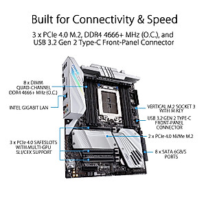 ASUS Prime TRX40-Pro S AMD sTRX4 3rd Gen Ryzen Threadripper ATX Content Creation Motherboard (16 Power Stages, PCIe 4.0, DDR4, Triple M.2, Gigabit LAN, Aura Sync RGB).