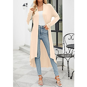 POGTMM Knit Cardigans for Women Lightweight Cover-up Long Sleeve Cardigan Sweaters (Beige, S)