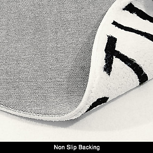 LOKMU Non-Slip Area Rugs Cartoon Fluffy Monsters Alphabet on Black Home Decor Rugs Carpet for Classroom Living Room Bedroom Dining Kindergarten Room 5'x7'