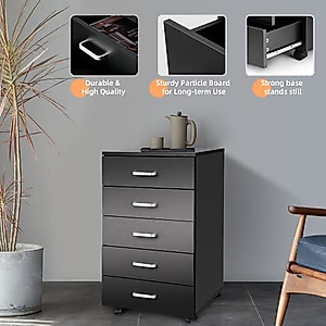 TUSY 5 Storage Drawers, Dresser with Cabinet Storage, Mobile Chest of Drawers for Bedroom,Home Office, Living Room