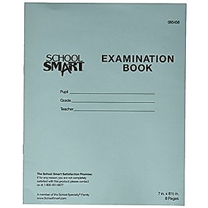 School Smart Examination Blue Book with 8 Pages, 7 x 8-1/2 Inches, Pack of 100 Books