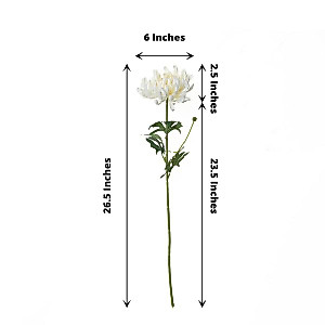 Efavormart 3 Stems | Ivory 27" Artificial Silk Chrysanthemum Bouquet Flowers, Large Faux Mum Branches
