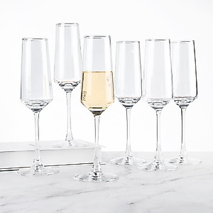 Champagne Glasses Set of 12, Elegant Champagne Flutes, Modern Sparkling Wine Glasses for Home Bar, Wedding, Anniversary, 7.5 oz, Clear