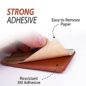 dizzy creek designs Premium Brown Leather Phone Wallet - 3.5"x3.7" Card Holder Stick on Wallet for iPhones and Android Smartphones - Easy to Attach