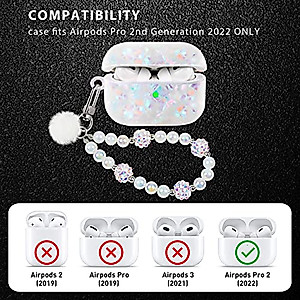 Cute Case for Airpod Pro 2 with Pearl Lanyard Girly Cover Compatible with AirPods Pro 2nd Generation (2022) Shell for Women