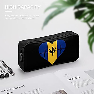 Love Barbados Heartbeat Pencil Case Stationery Pen Pouch Portable Makeup Storage Bag Organizer Gift