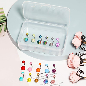 ONESING 40 Pcs 14G Belly Button Rings Belly Rings for Women Belly Piercing Jewelry Belly Barbells Navel Rings Body Piercing Jewelry Stainless Steel Jewelry Silver Ring Body Bar