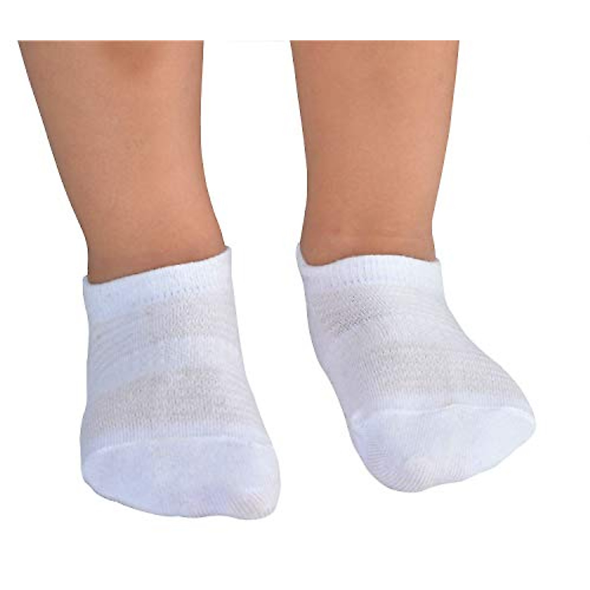 JORMATT 6 Pairs Toddler Little Girls Boys No Show Socks Thin Cotton Soft Anti Slip Low Cut Socks Breathable With Grips, White S