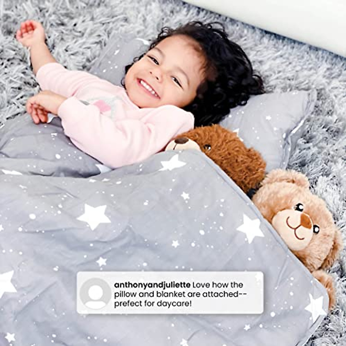 Delta Children Nap Mat with Included Pillow and Blanket for Toddlers and Kids; Features Carry Handle with Strap Closure and Name Tag; Rollup Design is Ideal for Preschool and Daycare, Space