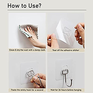 JIQGOZBAN 10 Packs Adhesive Command Hooks, Heavy Duty Wall Hook for Hanging, Waterproof Stick on Hooks for Keys Pictures Bathroom Shower Outdoor Kitchen Door Curtain Rods No Drilling 13lb(Max)