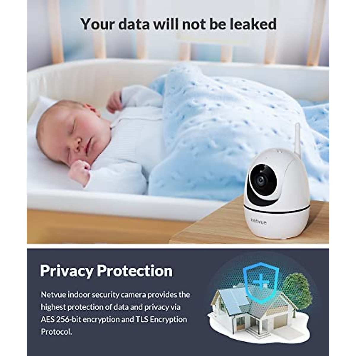 NETVUE Indoor Camera, 1080P FHD 2.4GHz WiFi Pet Camera, Home Camera for Pet/Baby, Dog Camera 2-Way Audio, Indoor Security Camera Night Vision, AI Human Detection, Cloud Storage/TF Card, White