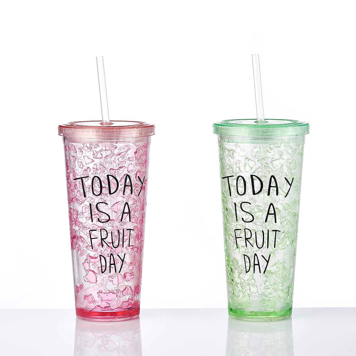 ALINK 55-Pack Reusable Clear Plastic Straws, 10.5 in Long Tumbler Replacement Hard Straws with Cleaning Brush