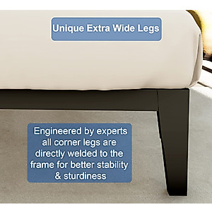 FIRSTHOMES Bed Frame/ Twin Bed/ Twin Platform Bed Frame / Twin Size Metal Bed Frame with Steel Slats / No Box Spring / 12" Metal Bed Frames / Easy Assembly/ Without Headboard- Black